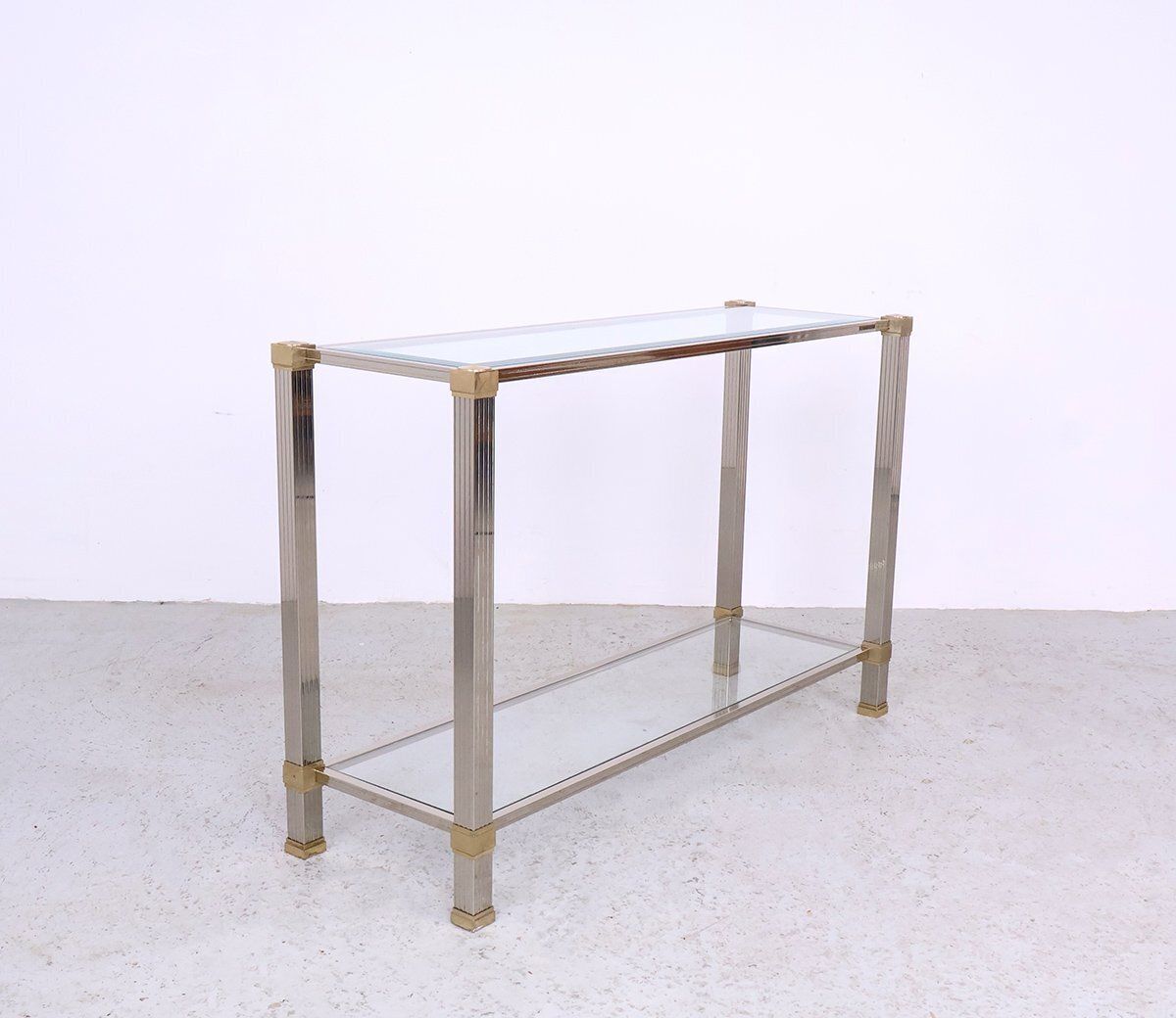 Vintage Glass And Metal Console Table By Pierre Vandel, 1970s | Pierre ...