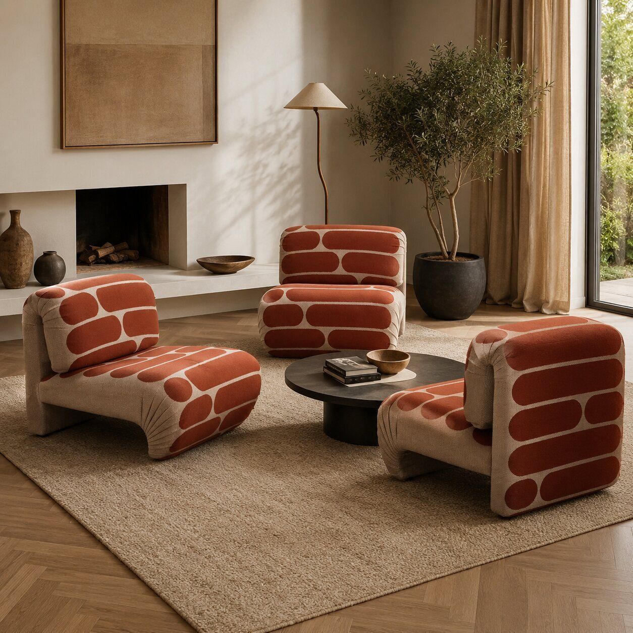 Vintage Armchairs Fabric Foam Design Italy 1970s | Vinterior