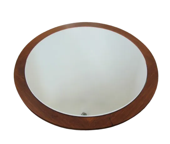 Round Teak Mirror, 1970s – Vintage, Diameter 70 Cm | Vinterior