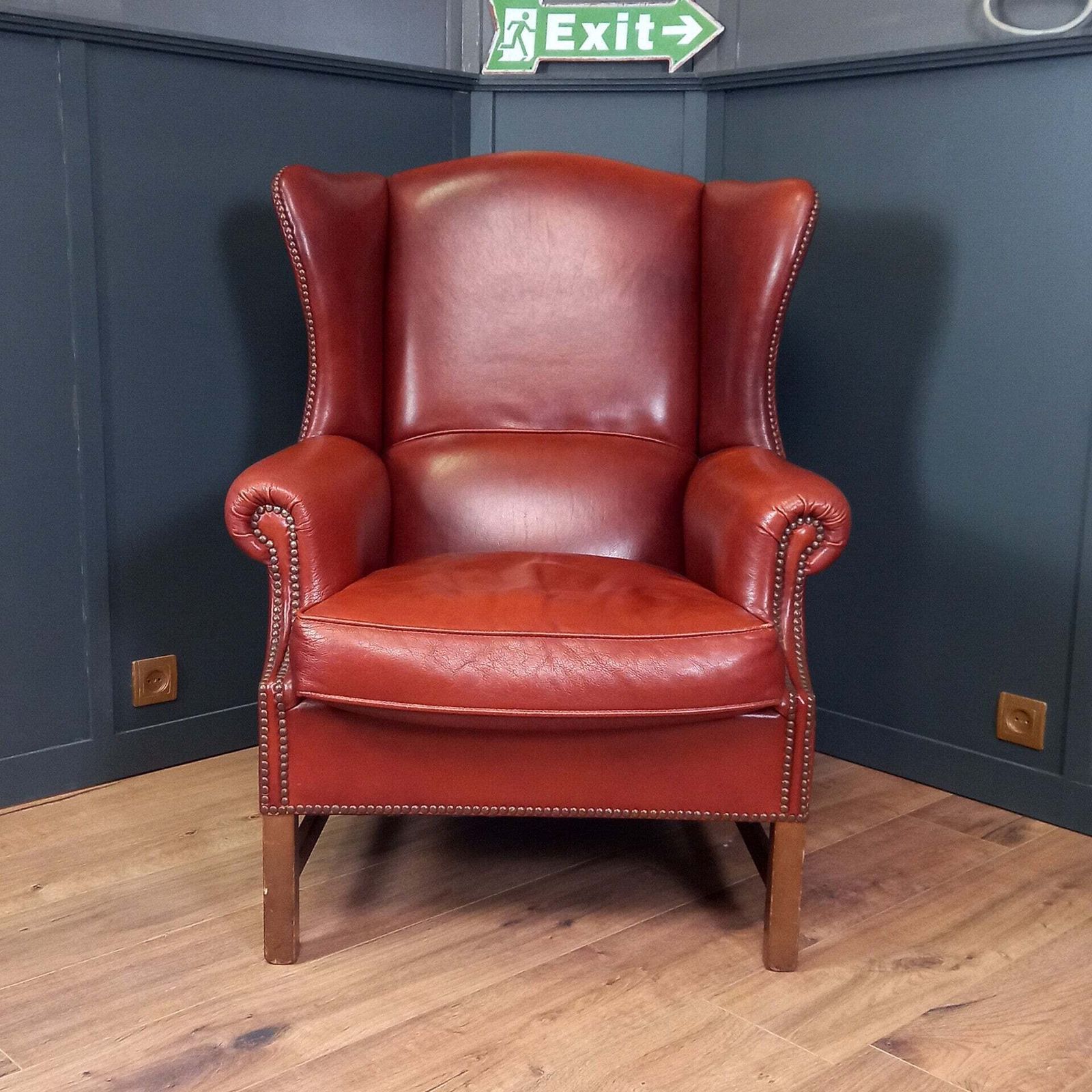 Large Sheepskin English Wing Armchair | Vinterior