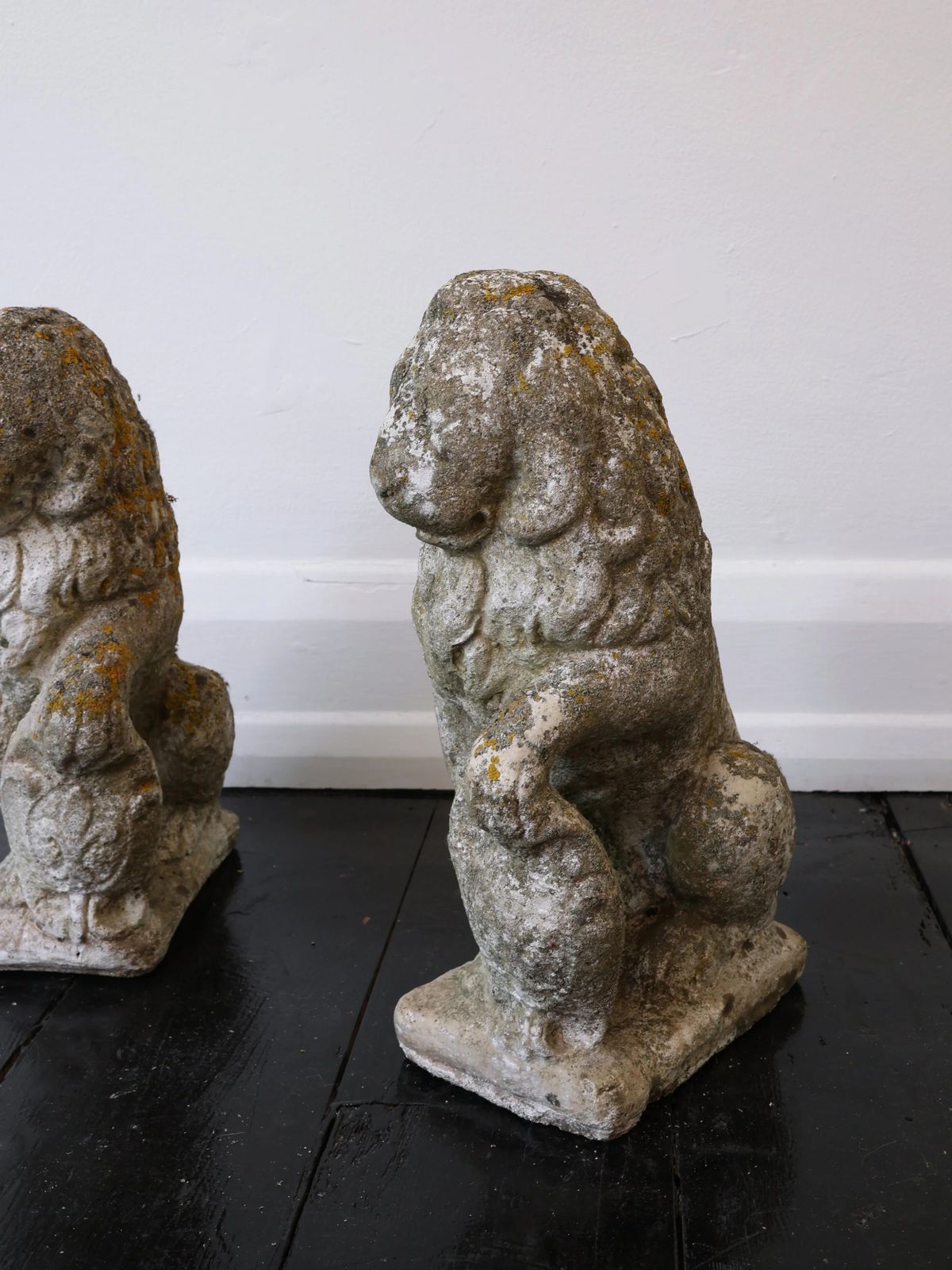 Pair Of Stone Lion Garden Sculptures | Vinterior