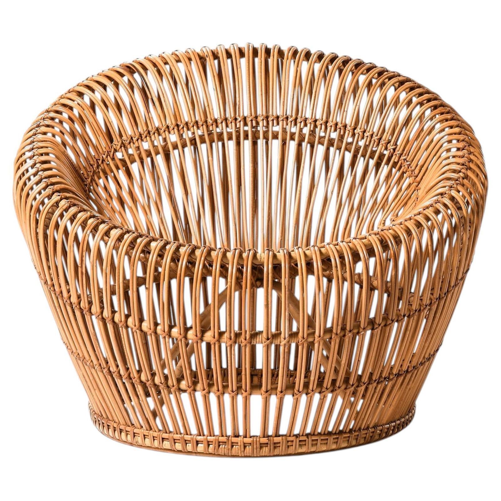 Easy Chair In Cane, Fabric And Rattan By Franco Albini, 1950s | Franco ...