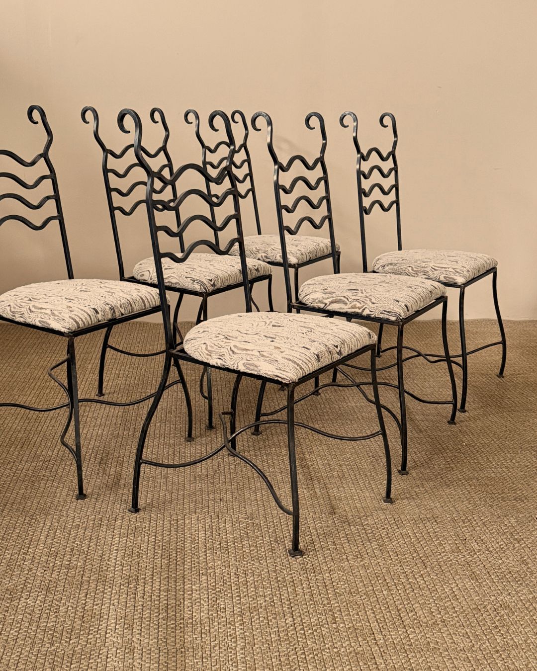 Vintage Bespoke Set Of 6 Iron Dining Chairs | Vinterior