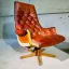 Pair Of 1960s Scandinavian High Back Leather Swivel Chairs By Berg # ...