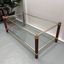 1980s Burr Walnut Brass Glass Two Tier Coffee Table Pierre Vandel Style ...