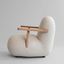 Lounge Chair With Teak Armrests In Warm Ash Outdoor Fabric | Vinterior