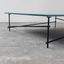 Minimalist Black Glass Coffee Table With Industrial Metal Base | Vinterior