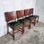 Arts & Crafts Art Deco Oak Dining Chairs – Set Of Four With Green Vinyl ...