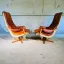 Pair Of 1960s Scandinavian High Back Leather Swivel Chairs By Berg # ...