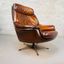 Vintage Danish Tan Leather Swivel Chair | Vinterior