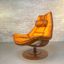Vintage 1970s Swedish Swivel Lounge Chair | Hand Dyed Light Tan Leather ...