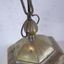 Vintage Brass Etched Glass Hall Light Lantern Pendent Hexagonal Antique ...