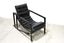20th Century Transat Chair Design Eileen Gray 1927, Black Leather, Fr ...