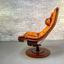 Vintage 1970s Swedish Swivel Lounge Chair | Hand Dyed Light Tan Leather ...