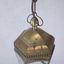 Vintage Brass Etched Glass Hall Light Lantern Pendent Hexagonal Antique ...